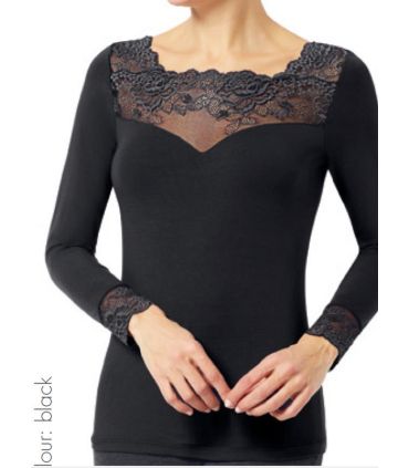 CAMISETA GRETA CC MODAL MANGA LARGA Y SUAVE PUNTILLA JANIRA TALLA M ...